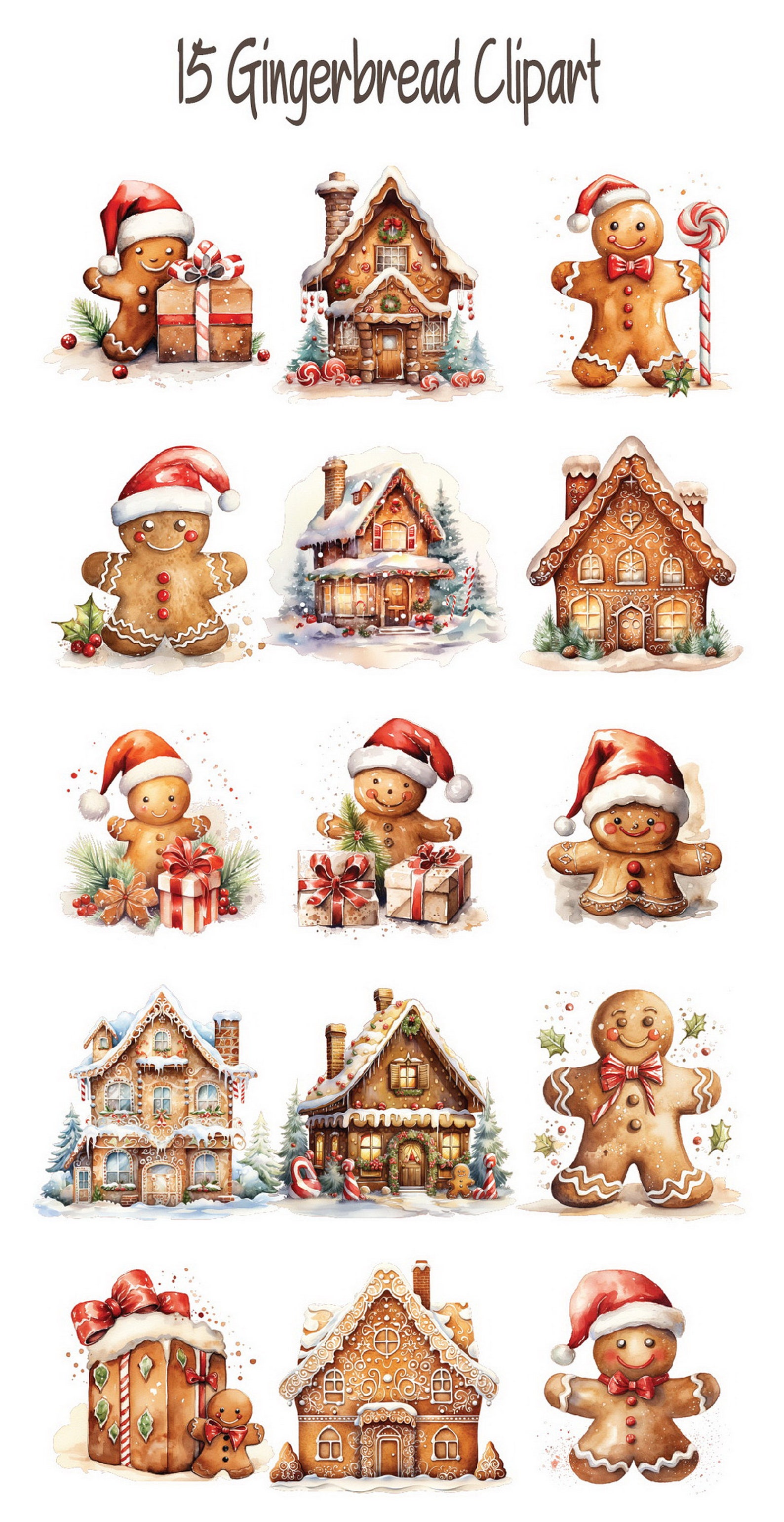 15 Gingerbread Clipart, Christmas Clipart, Gingerbread House Clipart ...