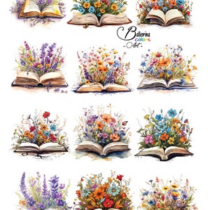 15 Wildflowers Emerging From a Open Book Clipart, Boho Png, Wildflowers ...
