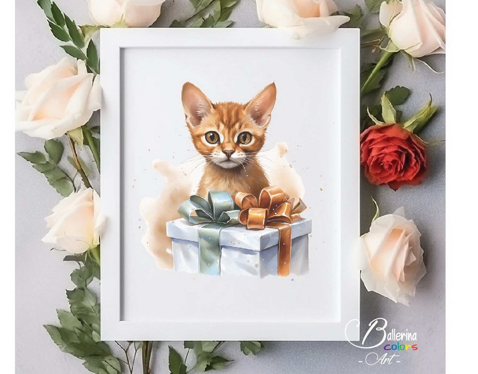 15 Cute Cats Clipart, Cat With Presents, Christmas Cat, Cat Gift ...