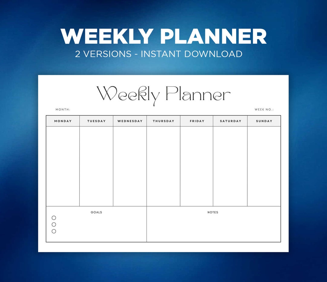 Printable Minimalist Weekly Planner - Portrait A4/letter Week at a ...