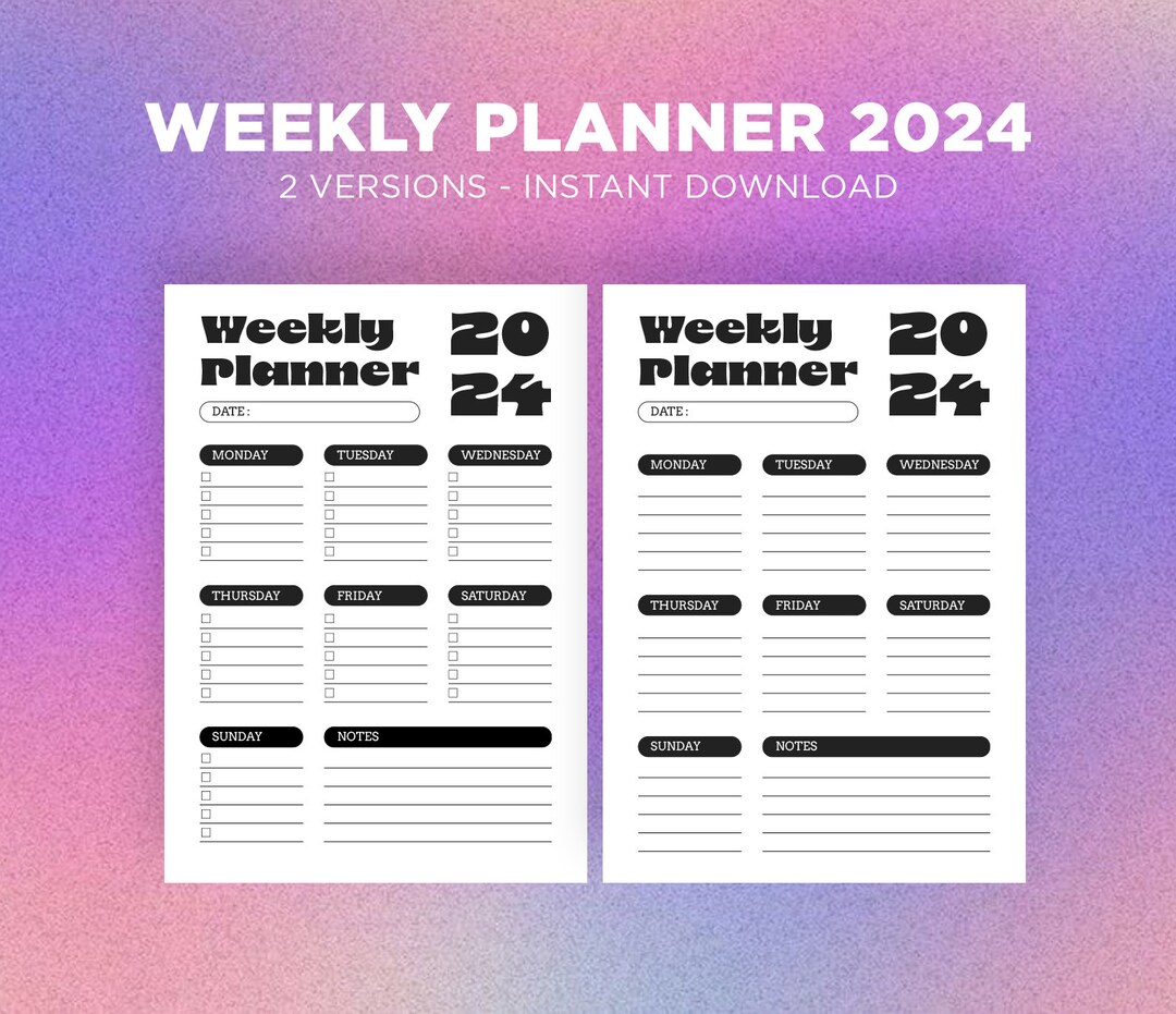 Printable Minimalist Weekly Planner - Portrait A4/letter Week at a ...