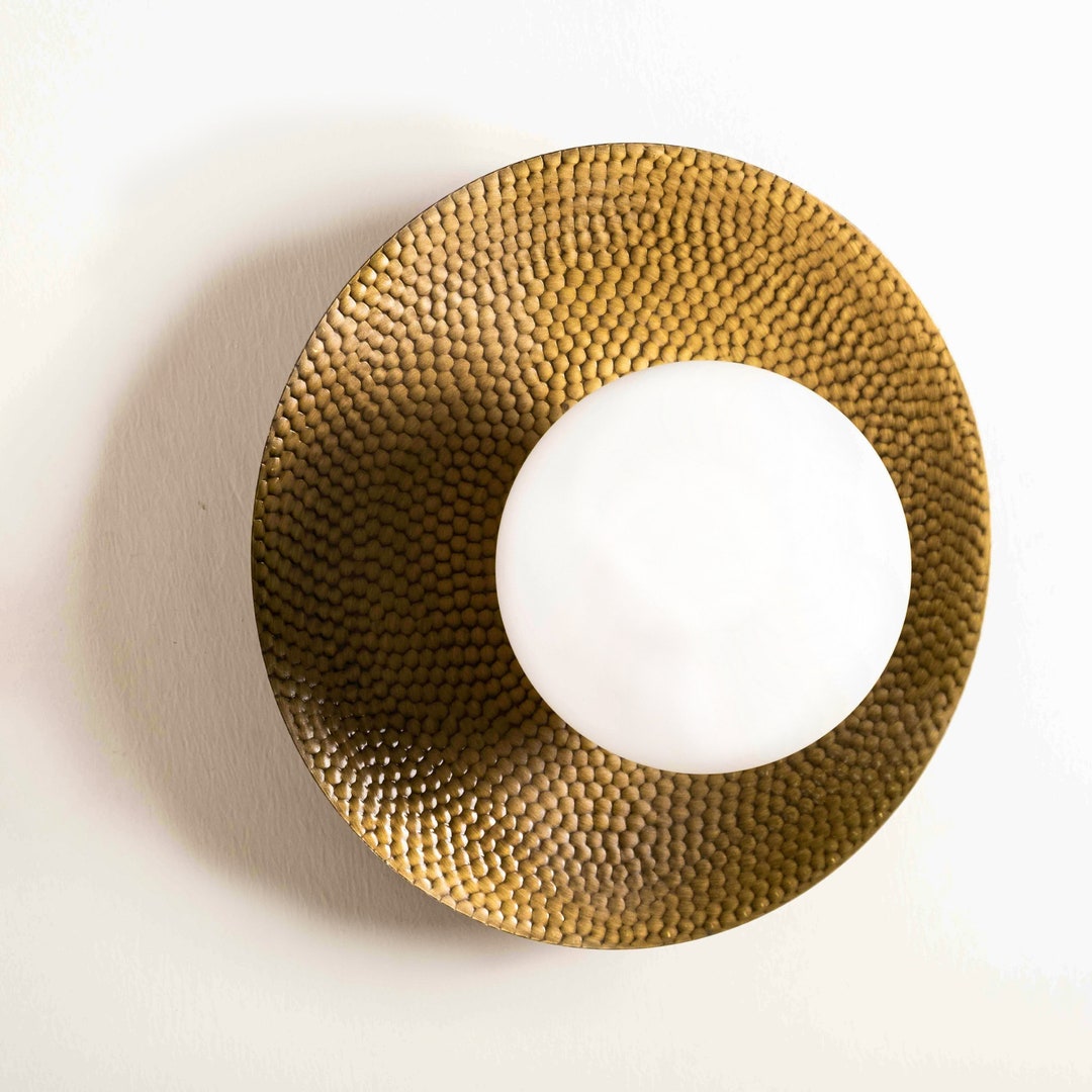 Unique Disk Shaped Antique Wall Sconce, Brass Wall Lamp, Home Decor ...