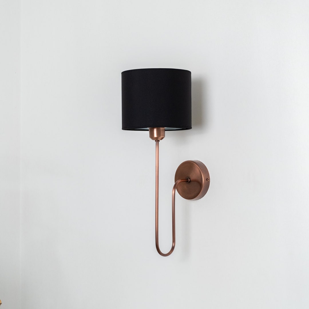 Mid-century Modern Wall Sconce, Aged Copper Wall Lamp, Contemporary ...