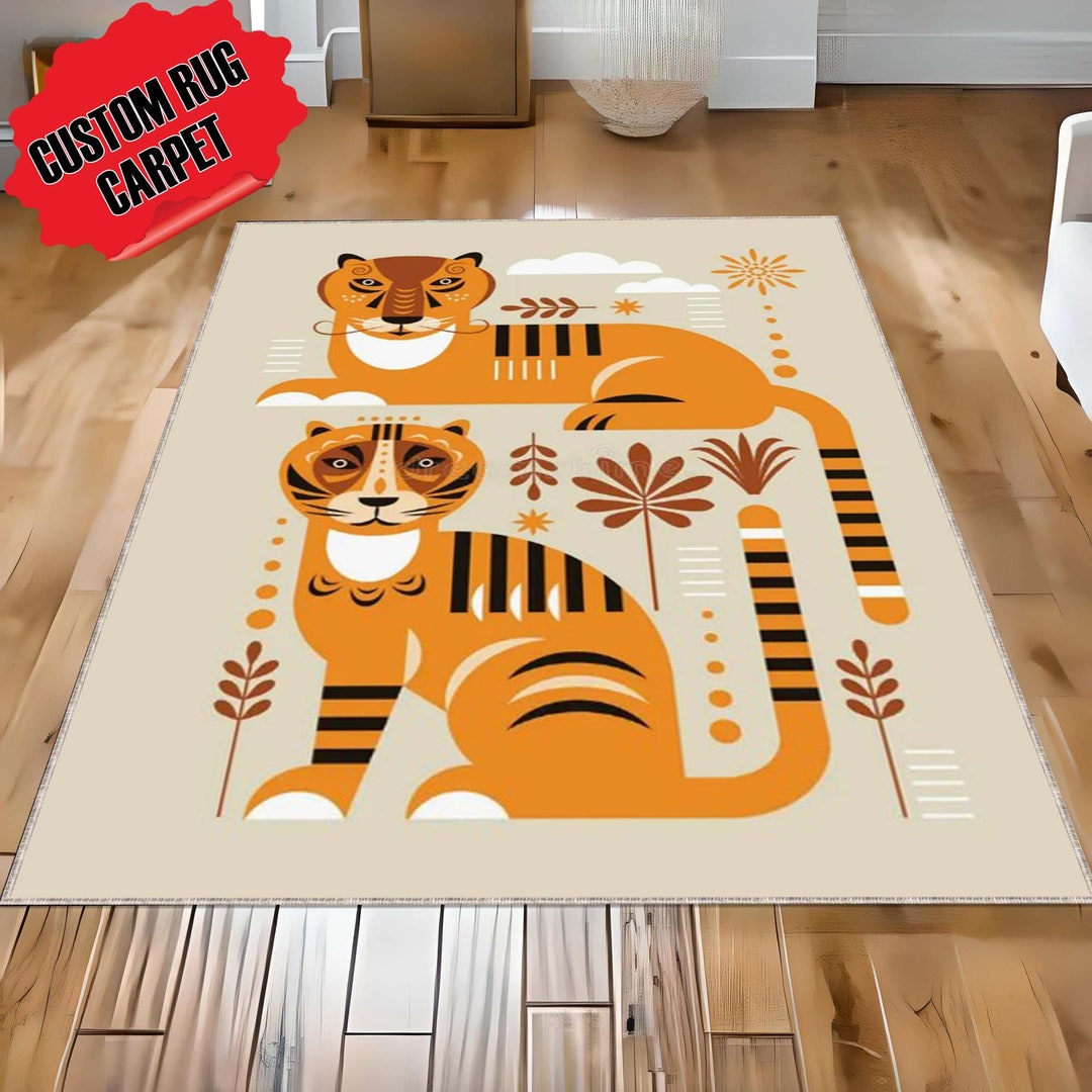 Tibetan Tiger Rug Carpet, Tigers Decor Rug, Kids Room Rug, Custom Rug ...