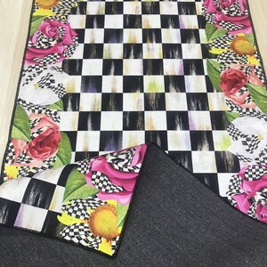 Checkered Decor Rug Floral Design Rug, Floor Rug, Kitchen Rug, Kitchen ...