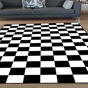 Checkered Area Rug, Checkered Checks Rug for Living Room, Non Slip ...