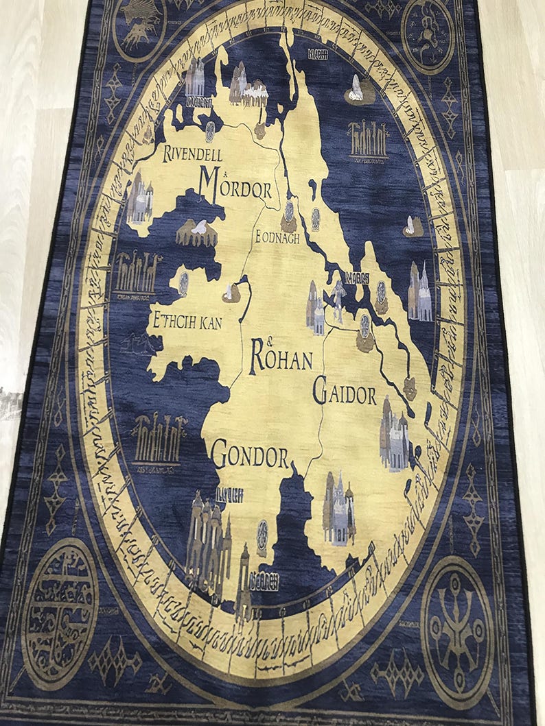 Middle Earth Map Area Rug, Map Rug, Fantasy Map Rug, Lord of the Rings ...