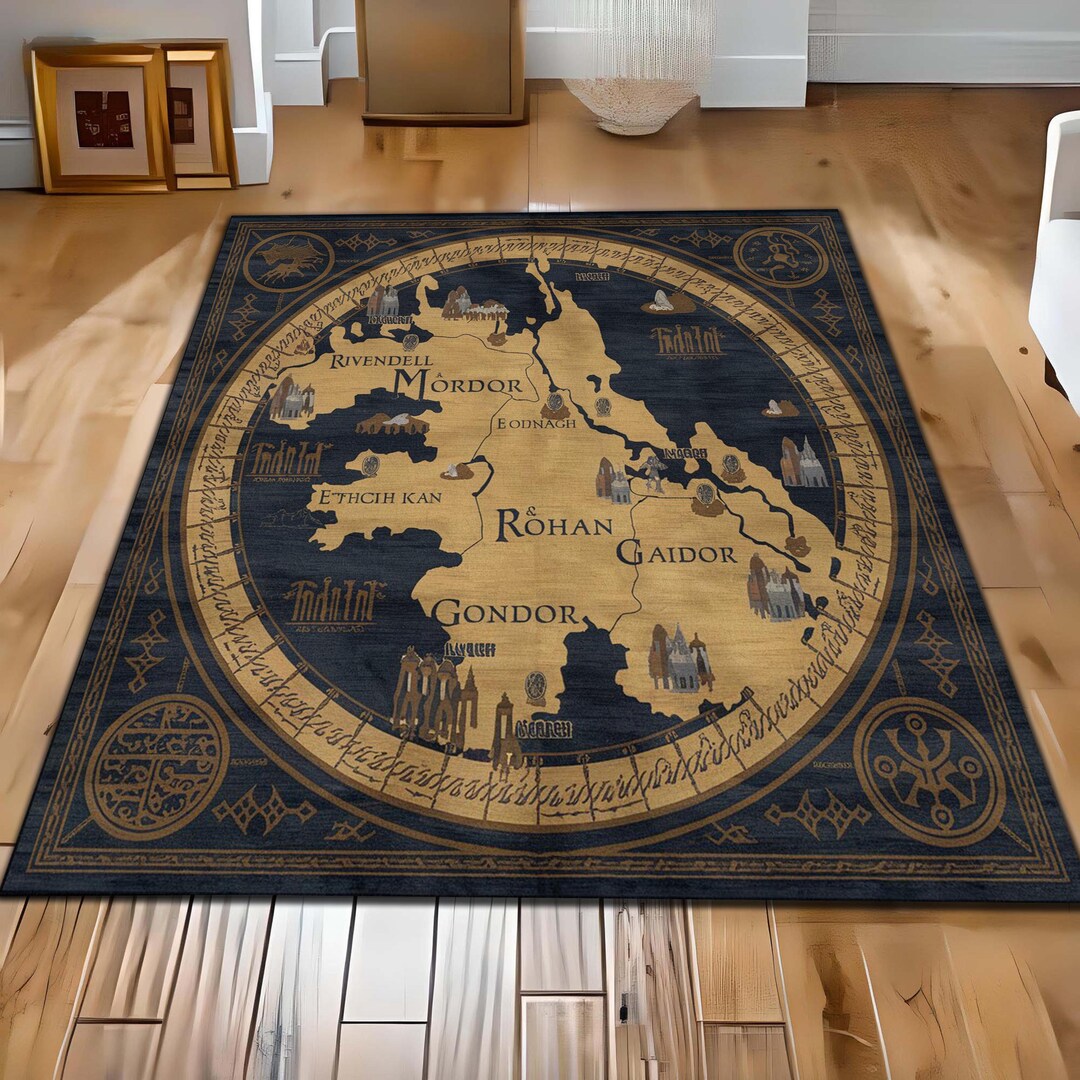 Middle Earth Map Area Rug, Map Rug, Fantasy Map Rug, Lord of the Rings ...