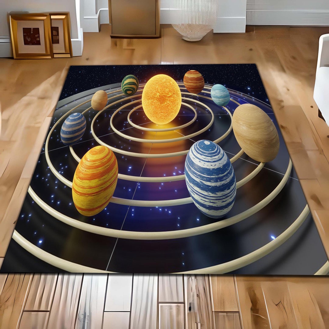 Planet Rug, Floor Rug, Solar System Area Rug, 3D Planet Design, Outer ...