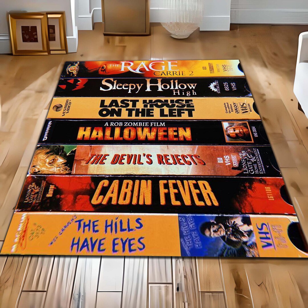 Horror Movie VHS Spine Rug: Retro Home Theater Decor - Etsy