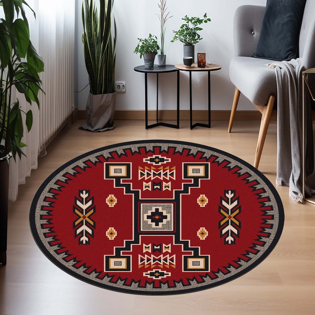 Aztec Rug, Boho Rug, Round Rug, Circle Rug, Ethnic Rug, Tribal Small ...