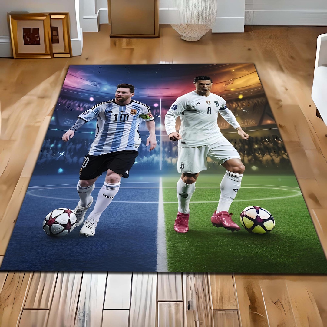 Football Rug, Messi Ronaldo Rug, Ronaldo Rug, Messi Rug, Sports Rug ...