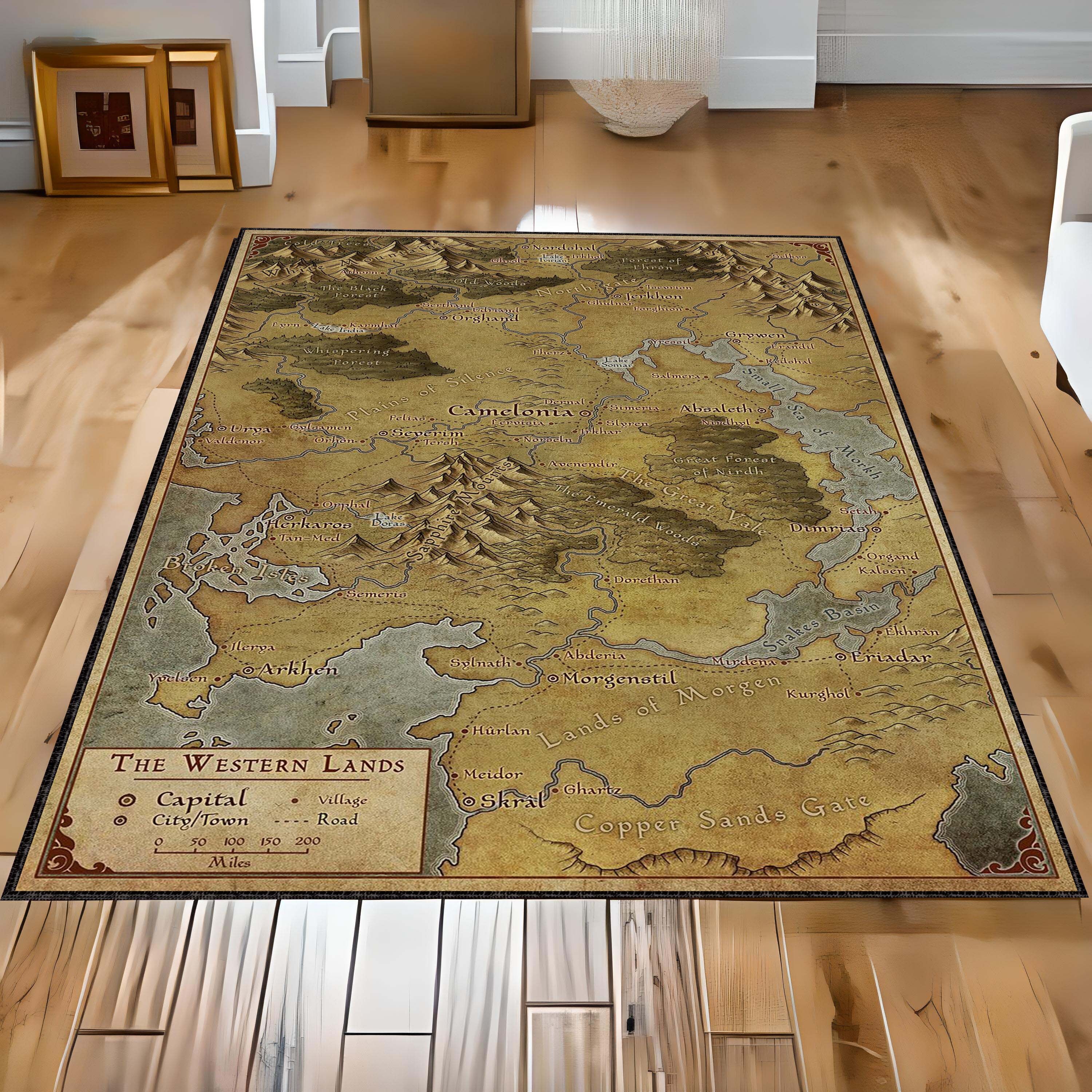 The Western Lands Map Rug Map Rugs Middle Earth Map Rug - Etsy