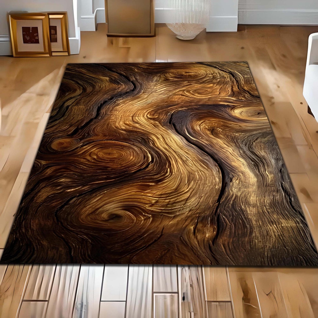 Rustic Wood Grain Area Rug for Living Room, Wood Pattern, Bedroom, Cozy ...