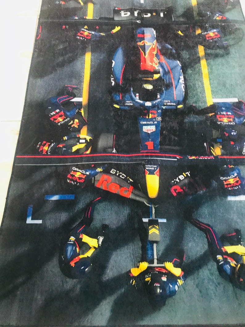 Formula 1 Rug, Red Bull Pit Stop Racing Rug, Motorsport Fans Rug, Kids ...