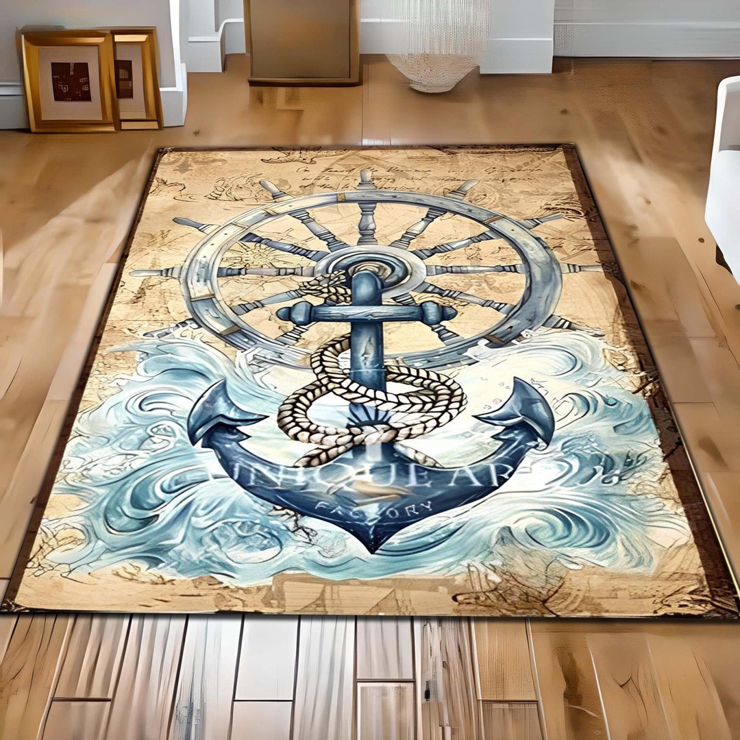 Star Rug, Flat Rug, Anchor Rug, Sea World Rug, Sea Concept Rug, Ship ...