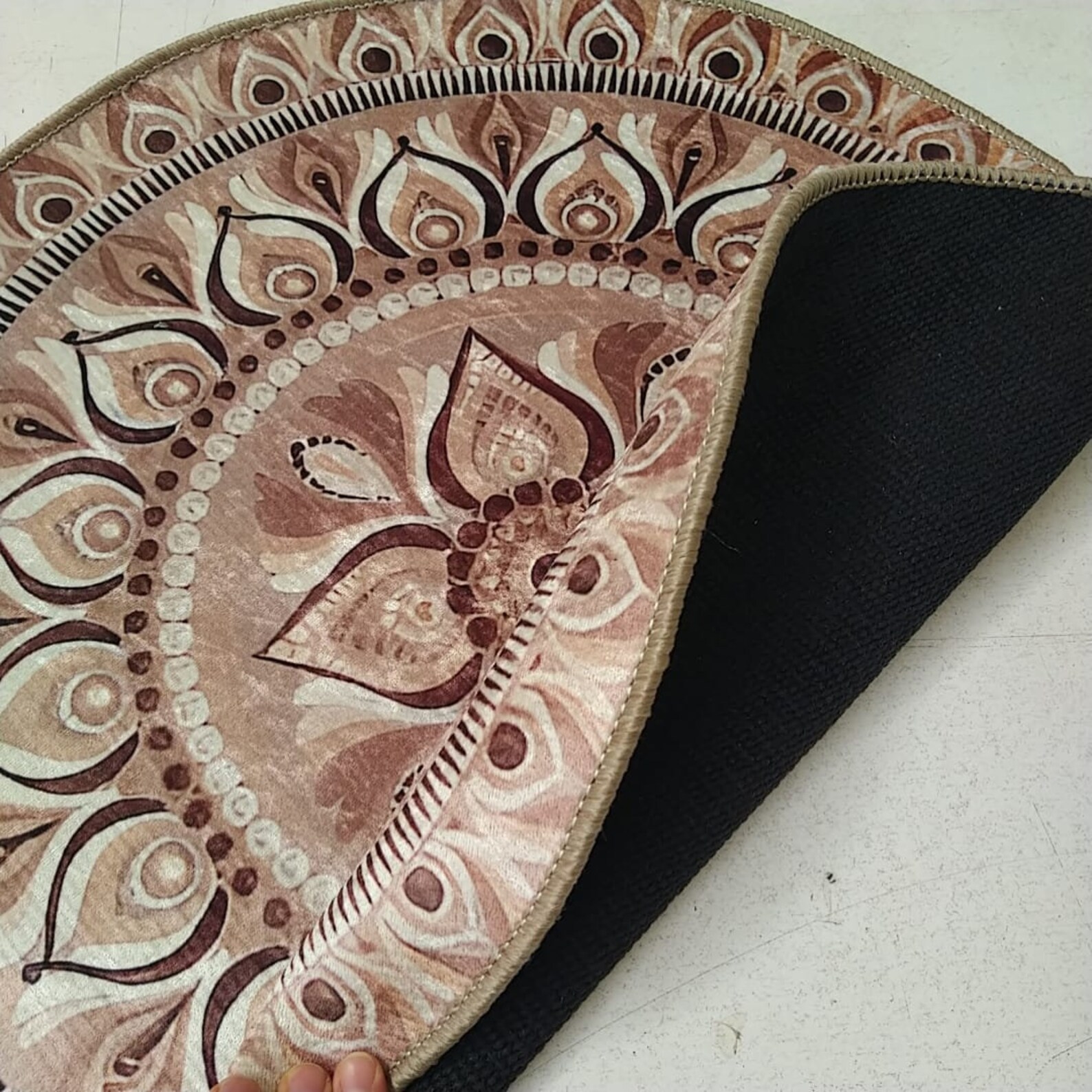 Flower of Life Rug, Round Rug, Circle Rug, Brown Decor Rug, Floor Rug ...