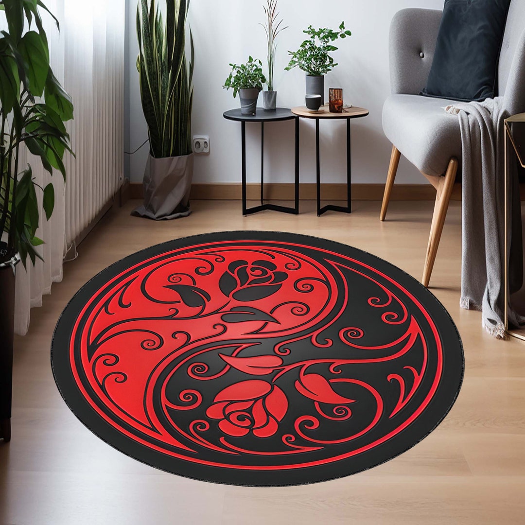 Yin Yang Rug, Small Rug, Round Yin Yang Rug, Flower Yin Yang, Rose ...