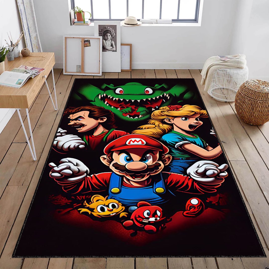 Super Mario Dinosaurs Rug, Mario Rug, Super Mario Rug, Kids Room Decor ...