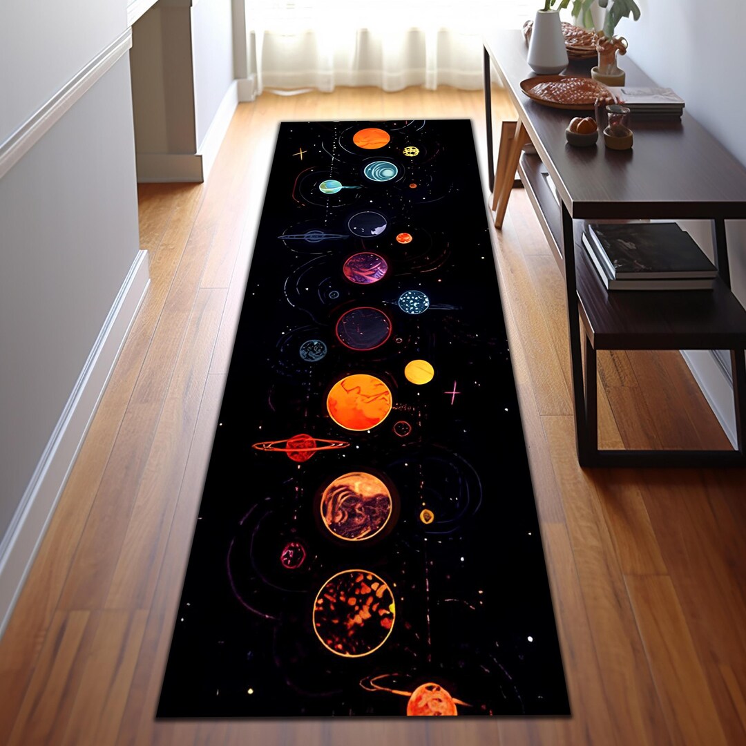 Planets Runner Entryway Rug Mat: Corridor Decor Carpet, Washable Non ...