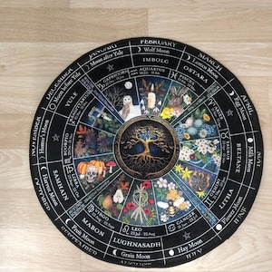 Wheel of the Year Rug, Pagan Wiccan Decor Rug, Round Rug, Zodiac Art ...