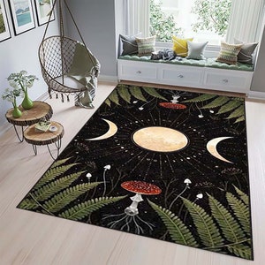 Moon Decor Rug, Mushroom Pattern Rug, Original Design Rug, Custom ...
