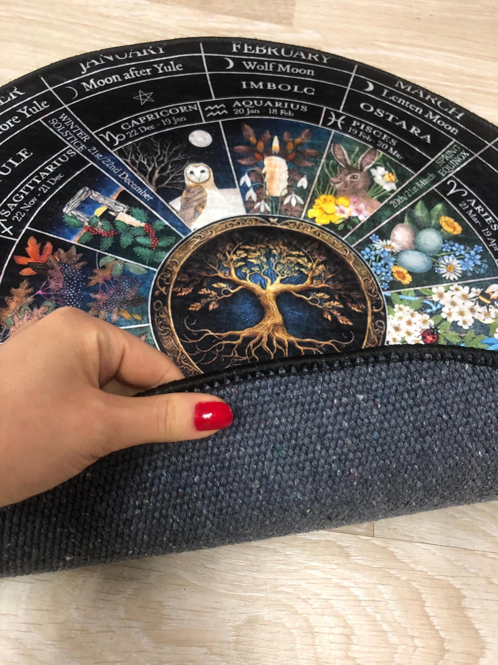 Wheel of the Year Rug, Pagan Wiccan Decor Rug, Round Rug, Zodiac Art ...