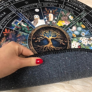 Wheel of the Year Rug, Pagan Wiccan Decor Rug, Round Rug, Zodiac Art ...