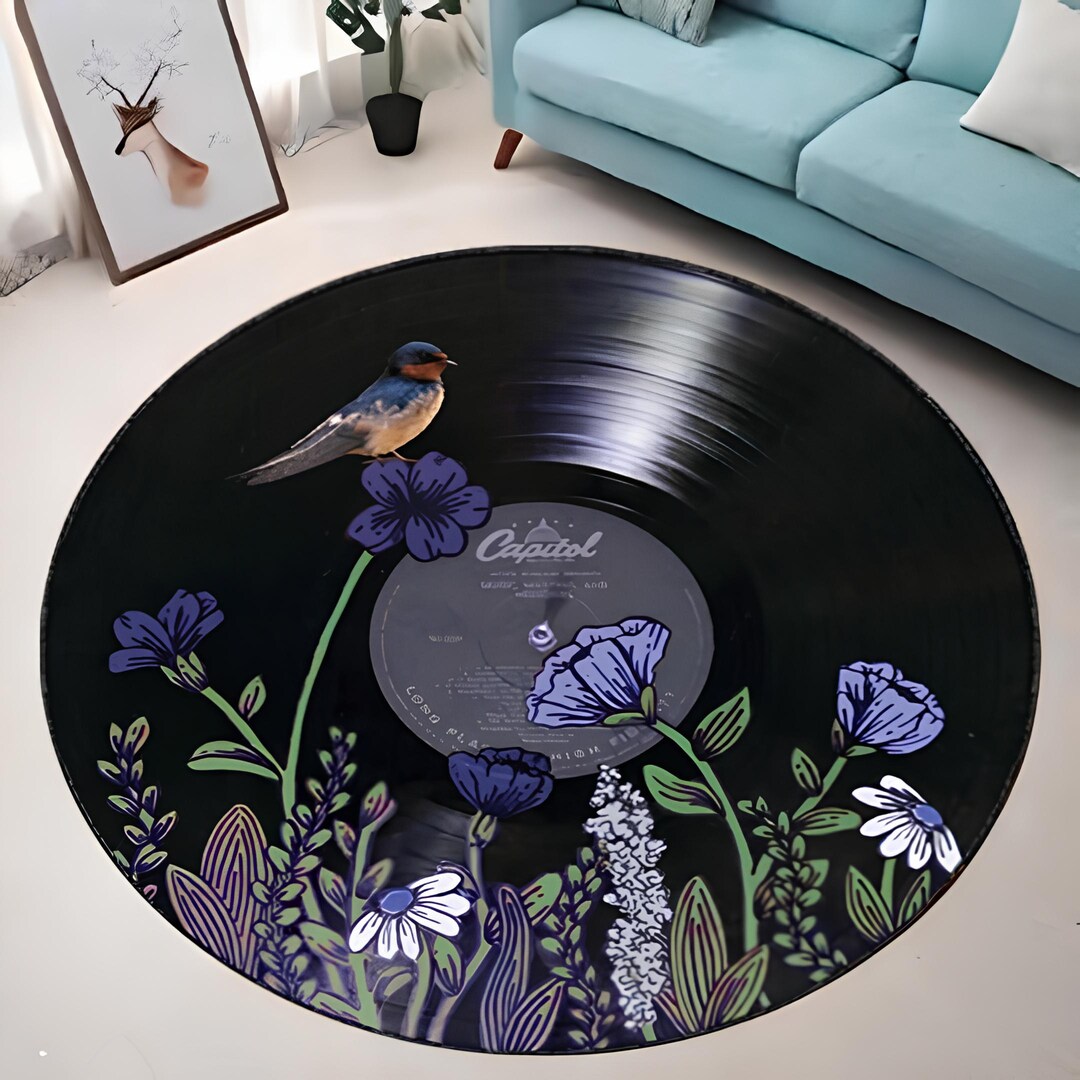 Record Rug, Record Round Rug, Classic Rug, Retro Record Rug ...
