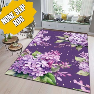 Lilac Flower Rug, Lilac Throw Rug, Lilac Decor Rug, Salon Lilac Rug ...