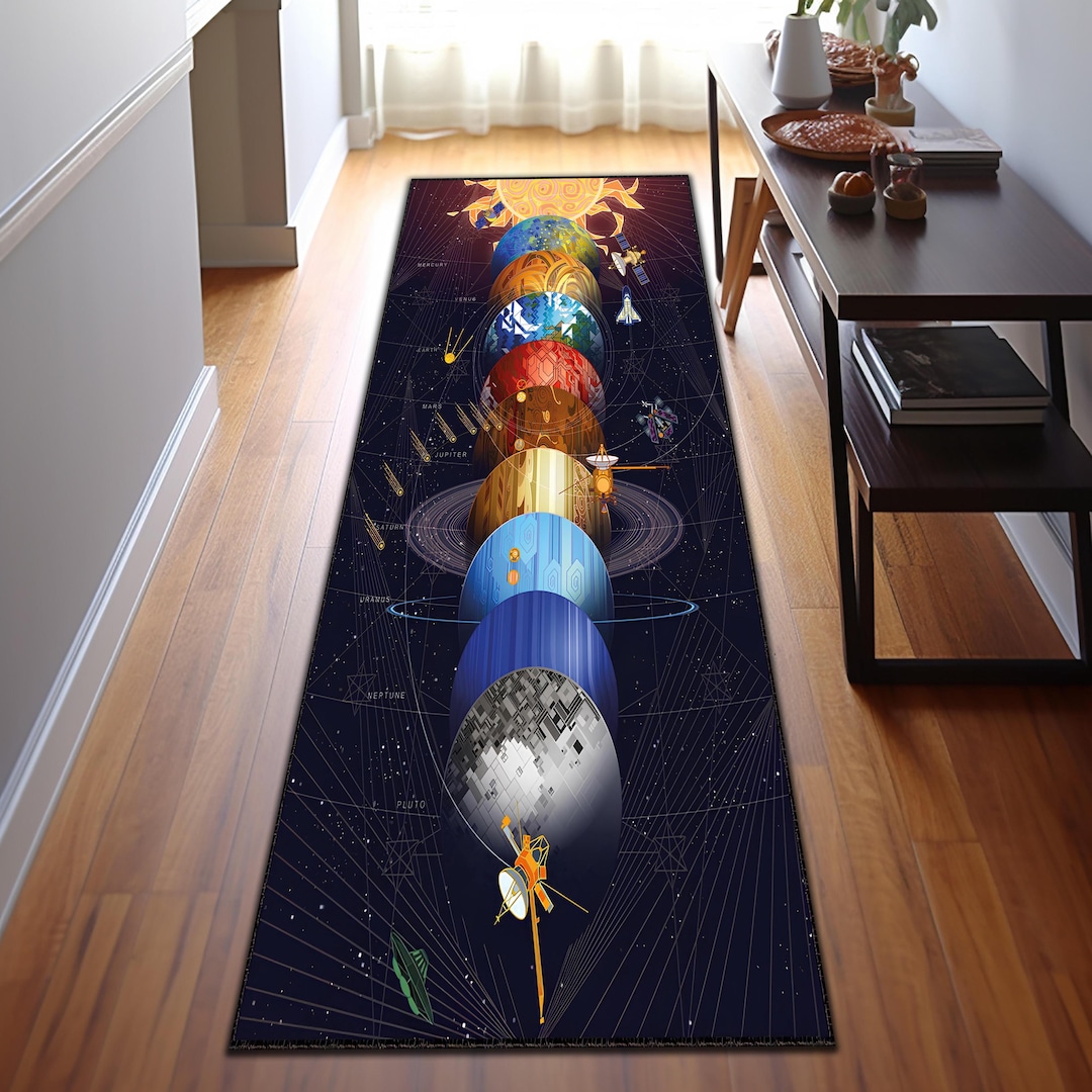 Solar System Rug, Space Themed Area Rug, Planetary Decor Rug, Outer ...