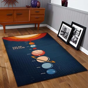 Solar System Area Rug, Space Themed Floor Mat With Planet Design ...