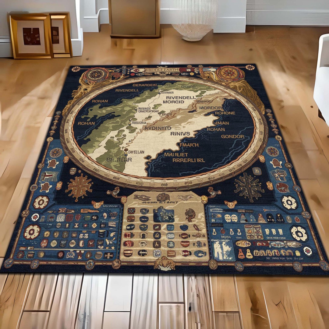 LOTR Map Rug, Middle Earth Map Rug, Lord of the Rings Inspired Carpet ...