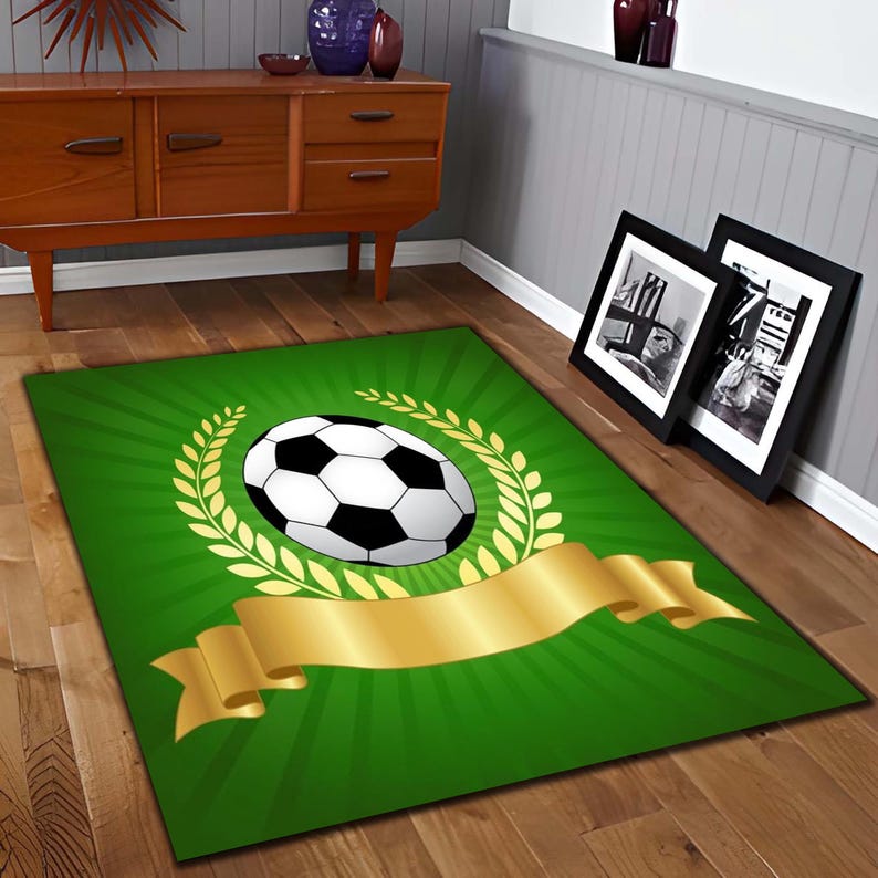 FIFA World Cup 2026 Rug, Soccer Ball Area Rug Green Sports Theme Kids ...