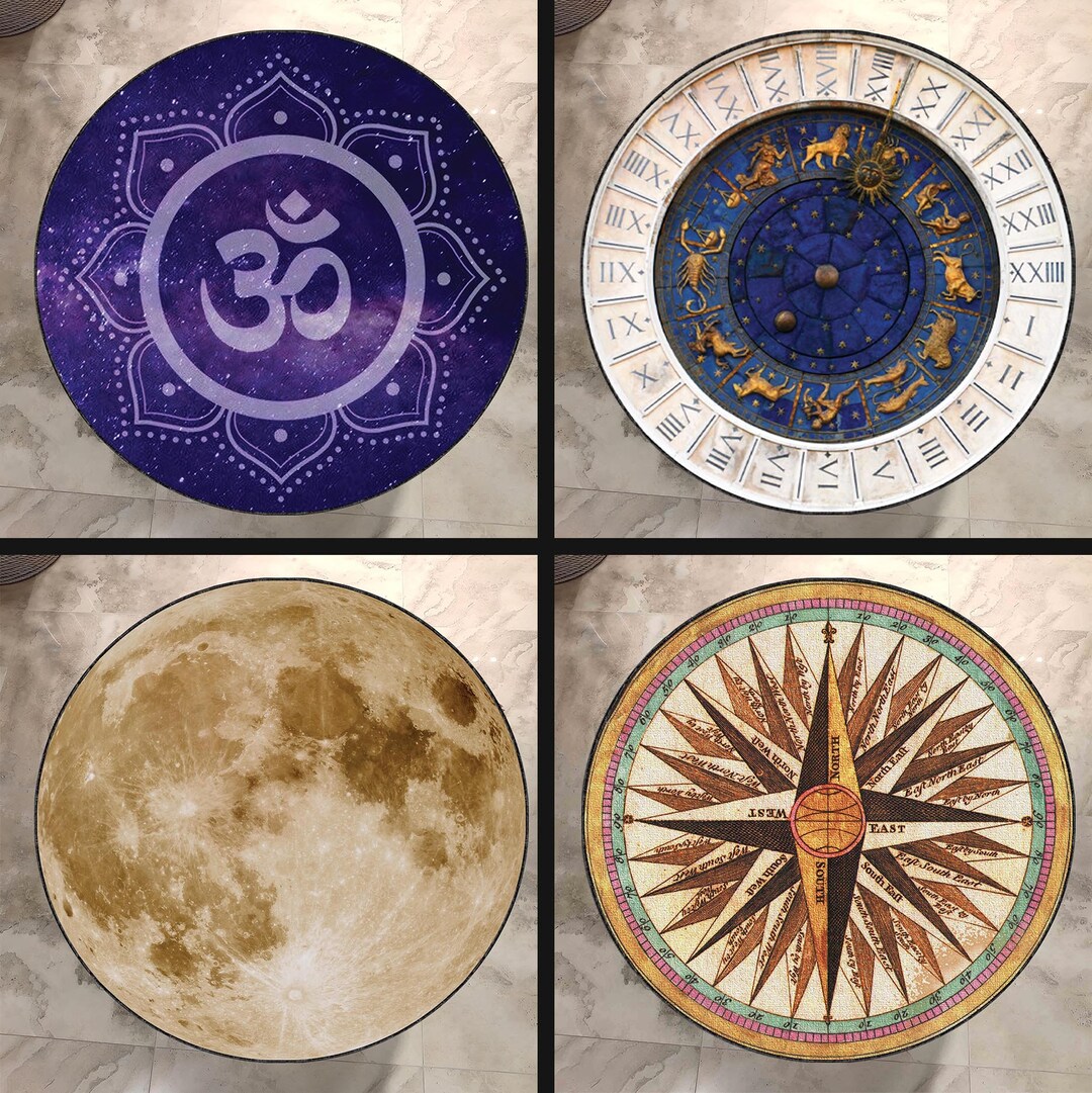 Moon Rug Compass Rug Mandala Rug Zodiac Rug Astrology Rug - Etsy