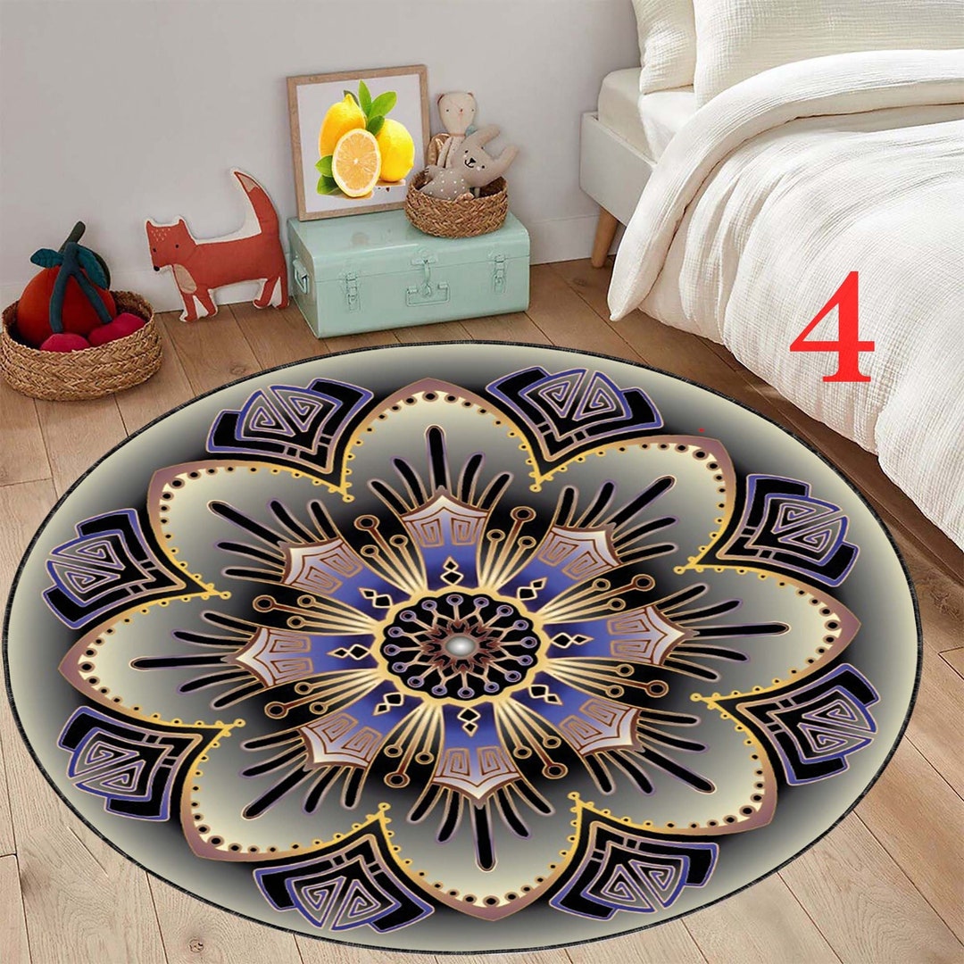Mandala Rug, Microdot Mandala Rug, Round Rug, Mandala Circle Rug ...