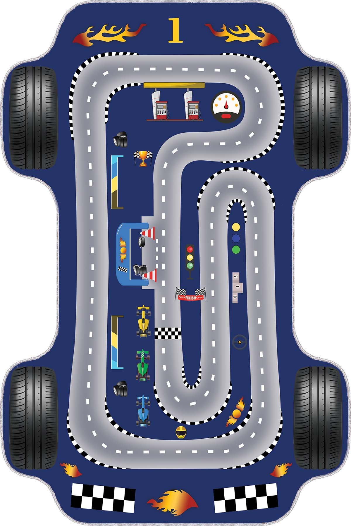 Car Racing Themed Rug, Car Racing Patterned Rug, Car Racing Area Rug ...