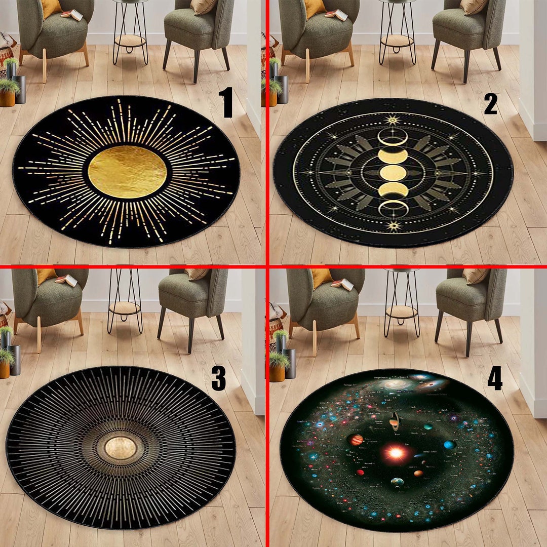 Bathmat Rug, Round Decor Rug, Circle Pattern Rug, Non Slip Based, Sun ...
