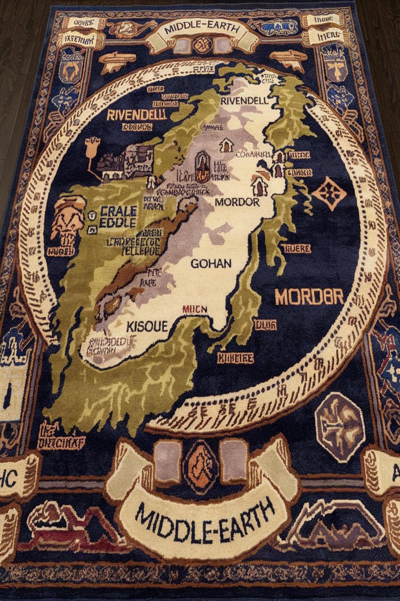 Map Rug, LOTR Map Rug, Middle Earth Rug, Fantasy Themed Rug, Lord of ...