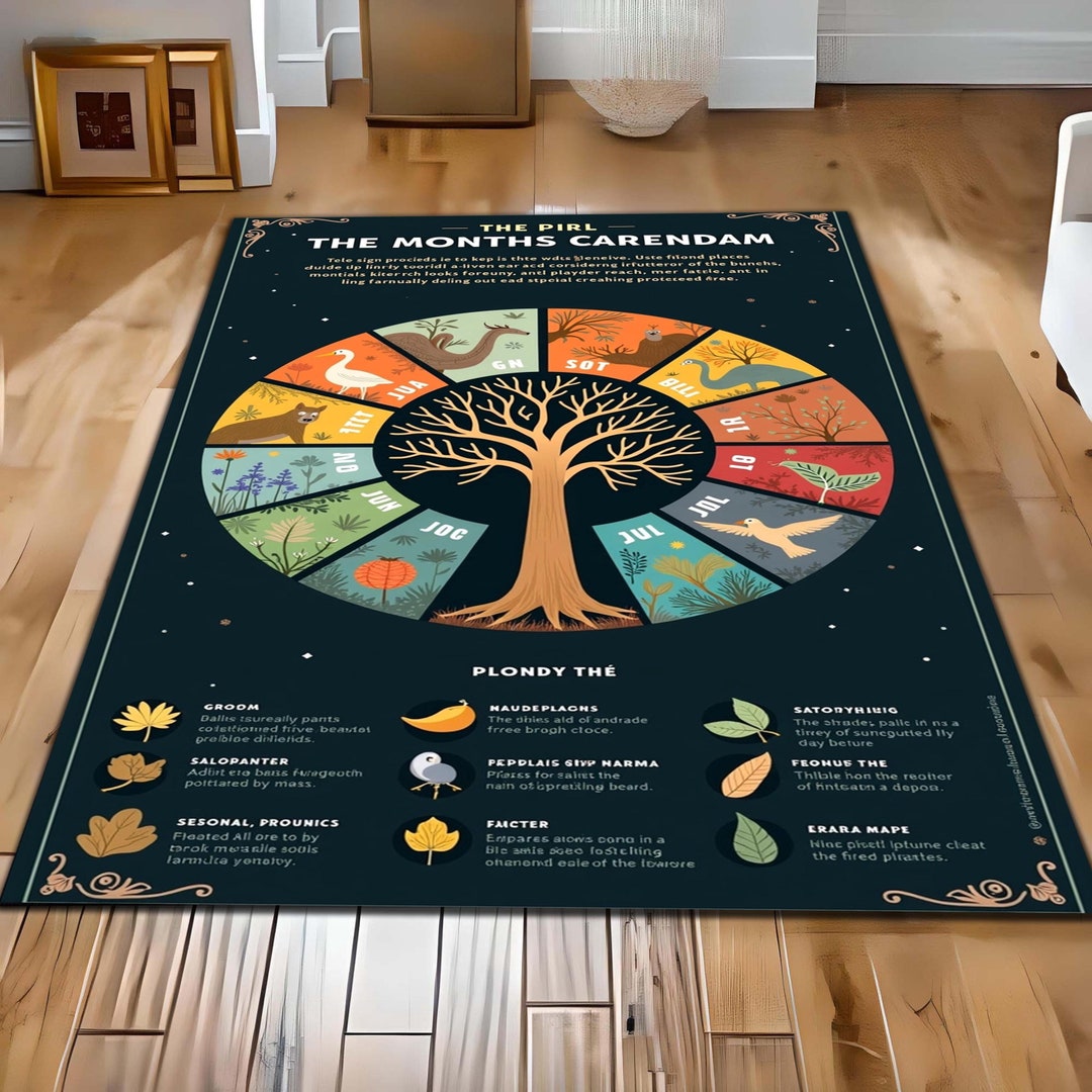 Seasonal Tree Calendar Rug, Educational Months of the Year Rug ...