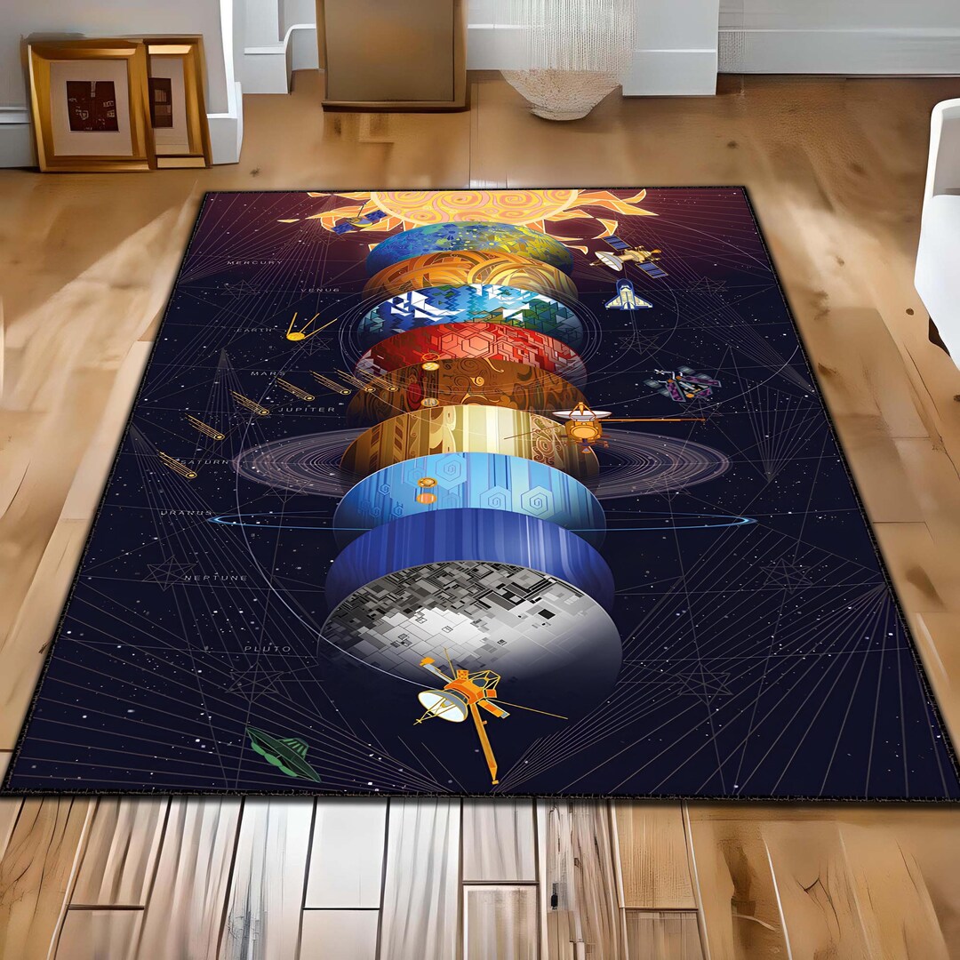 Galaxy Rug, Solar System Rug, Space Themed Area Rug, Planetary Decor ...