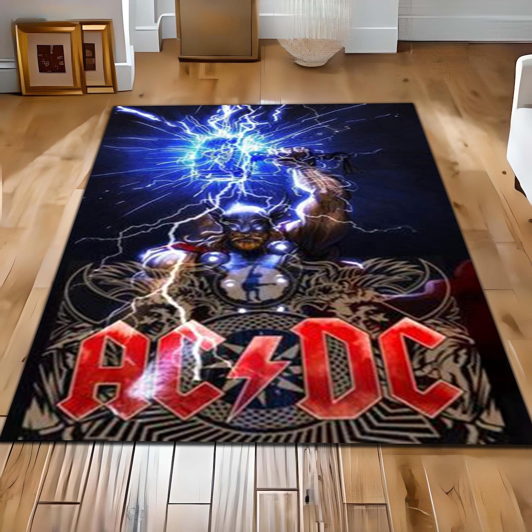 AC/DC Rock Band Rug: Thunderbolt Design, Heavy Metal Decor - Etsy