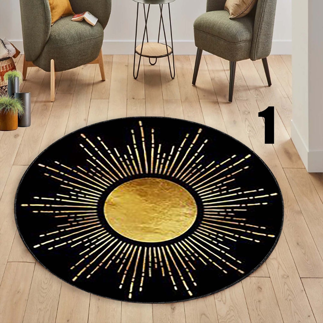 Bathmat Rug, Round Decor Rug, Circle Pattern Rug, Non Slip Based, Sun ...