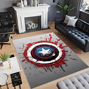 Captain America Rug, America Flag Rug, Home Decor Rug, Indoor Rug ...