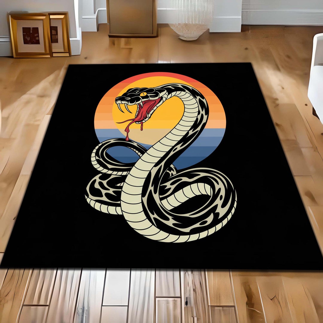 Snake Rug, Sunset Snake Rug, Bold Design Rug, Animal Print Rug, Snake ...