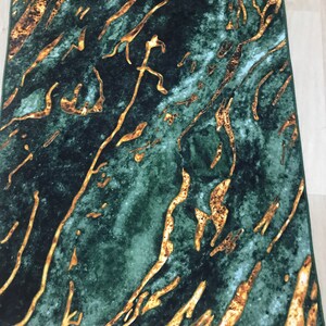 Emerald Marble Rug Emerald Green Decor Rug, Gold Color Rug, Marble ...