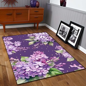 Lilac Flower Rug, Lilac Throw Rug, Lilac Decor Rug, Salon Lilac Rug ...