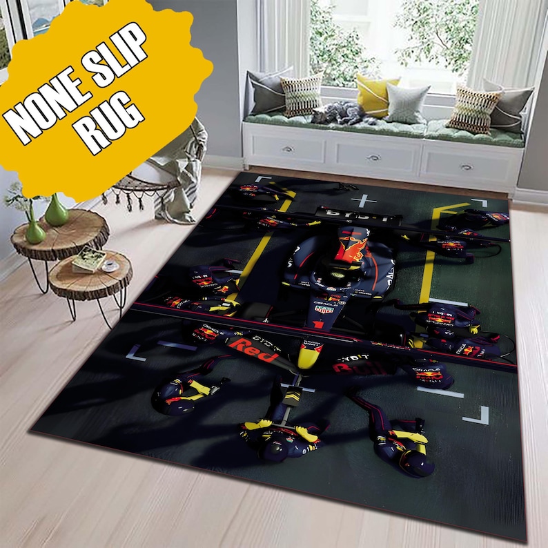 Formula 1 Rug, Red Bull Pit Stop Racing Rug, Motorsport Fans Rug, Kids ...