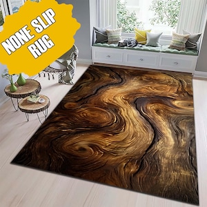 Rustic Wood Grain Area Rug for Living Room, Wood Pattern, Bedroom, Cozy ...