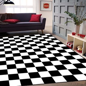 Checkered Area Rug, Checkered Checks Rug for Living Room, Non Slip ...